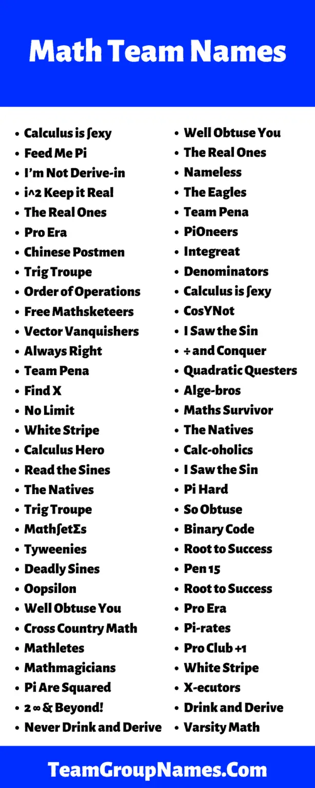 Math Team Names: 460 Name Ideas For Math Team