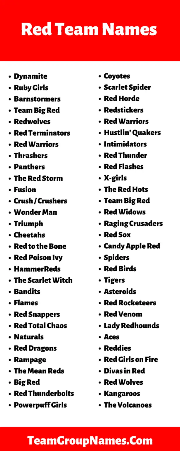 400+ Red Team Names: Cool, Good, Best, Funny